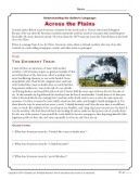 Across the Plains Reading Comprehension Activity