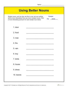 Using Better Nouns | Printable 5th-7th Grade Noun Activity