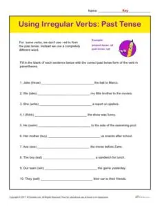 Using Irregular Verbs: Past Tense | Printable Classroom Activity