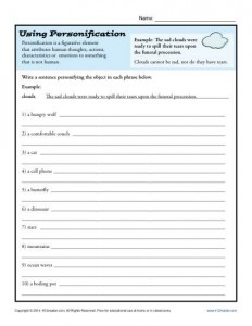 Using Personification | Figurative Language Worksheets