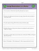 Semicolon Worksheets | Punctuation Activities