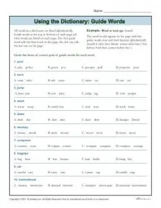 Dictionary Skills Worksheets | Guide Words