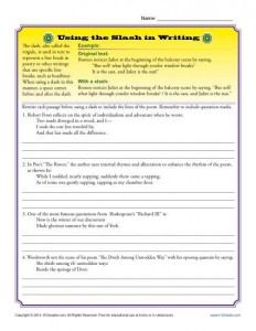 Using the Slash in Writing | Punctuation Worksheets