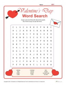Valentine's Day Word Search Activity