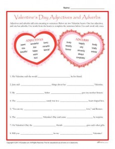 Valentine’s Day Worksheet | Adjectives and Adverbs
