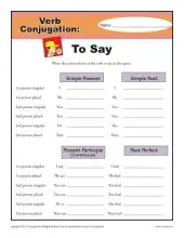 To Say | Verb Conjugation Worksheets