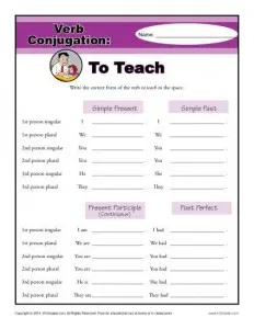 To Teach | Verb Conjugation Worksheets - 2nd, 3rd, 4th, 5th Grade