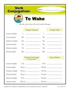 To Wake | Verb Conjugation Worksheets - 2nd, 3rd, 4th, 5th Grade