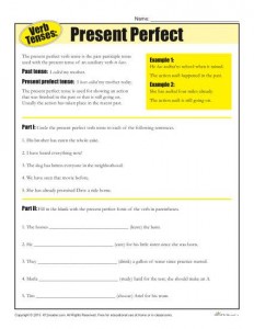 Verb Tense Worksheets | Present Perfect