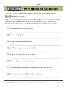 Participles as Adjectives | Verbal Worksheets