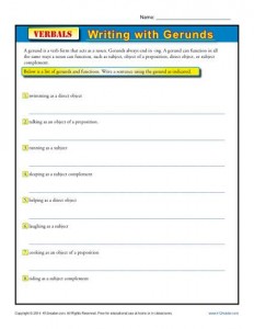 Writing with Gerunds | Verbal Worksheets
