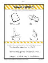 Vowel Diagraph Worksheet | Phonics Worksheets
