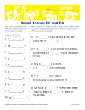 EE and EA Vowel Worksheets