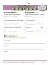 Alliteration Worksheets