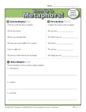 Metaphors Warm Up Activity | Figurative Language Worksheets