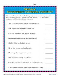 Subordinating or Coordinating Conjunctions? | 5th Grade Worksheeets