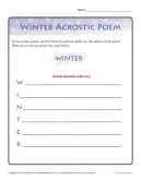 Winter Worksheet Activity | Acrostic Poem