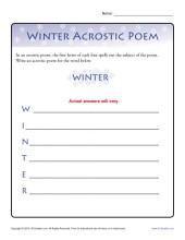 Winter Worksheet Activity | Acrostic Poem