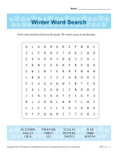 Winter Word Search Activity for Kids