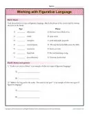 Working with Figurative Language | Worksheet