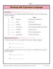 Working with Figurative Language | Worksheet