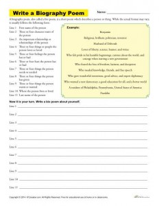 Write a Biography Poem | Printable Poetry Worksheet