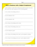 Write a Sentence with a Subject Complement | Worksheet