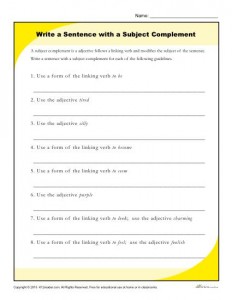 Write a Sentence with a Subject Complement | Worksheet