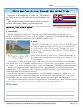Write the Conclusion Writing Activity - Hawaii, the Aloha State