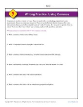 Writing Practice: Using Commas | Punctuation Worksheets