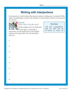 Writing with Interjections | 5th Grade Interjection Worksheets
