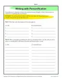 Writing with Personification | Figurative Language Worksheets