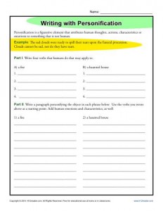 Writing with Personification | Figurative Language Worksheets