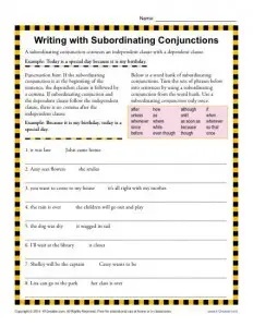 Writing with Subordinating Conjunctions | 3rd Grade Conjunction Worksheets